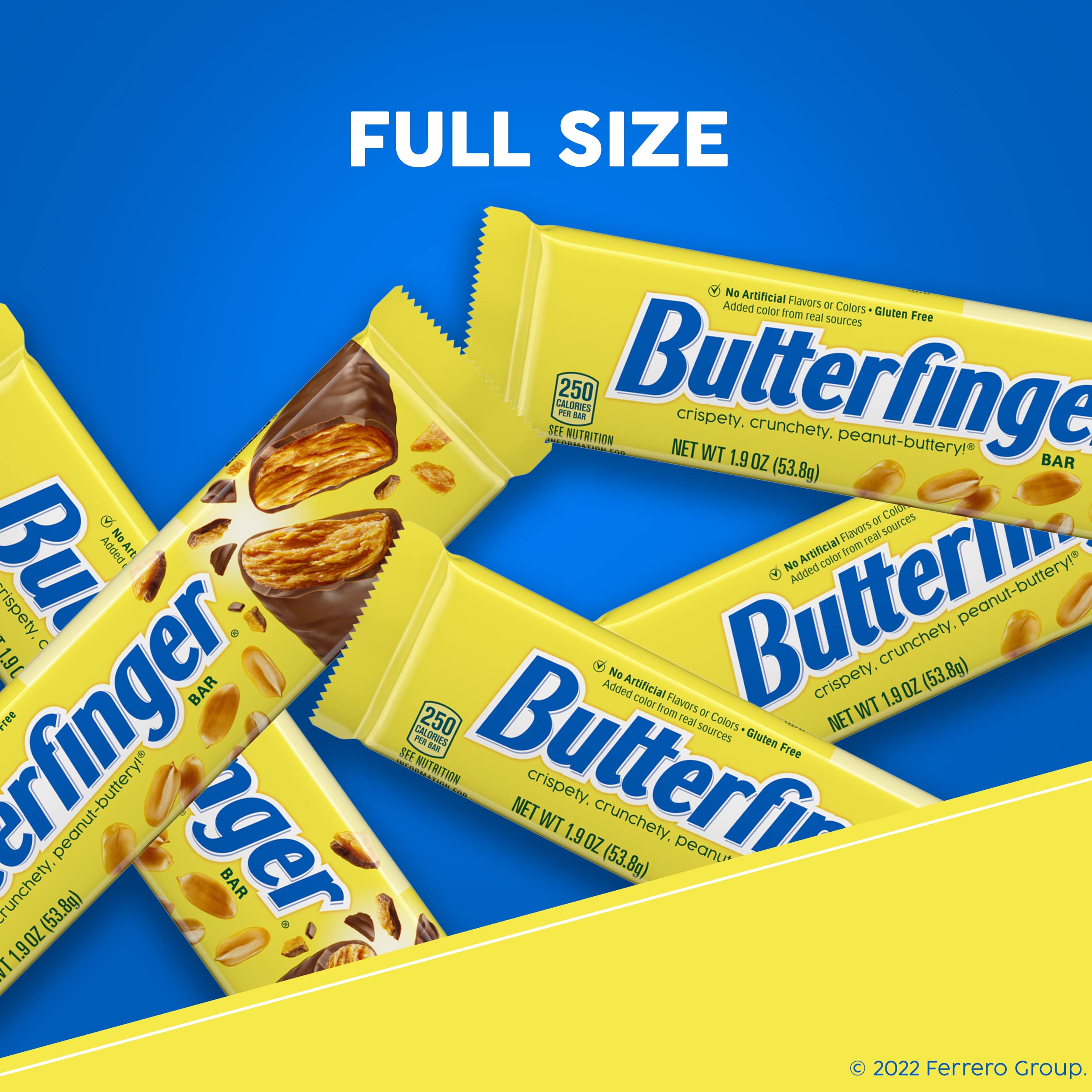 Butterfinger Peanut-Buttery, Full Size Candy Bars, Bulk Pack, White Elephant Gifts, Individually Wrapped, 1.9 Oz. (Pack of 18)