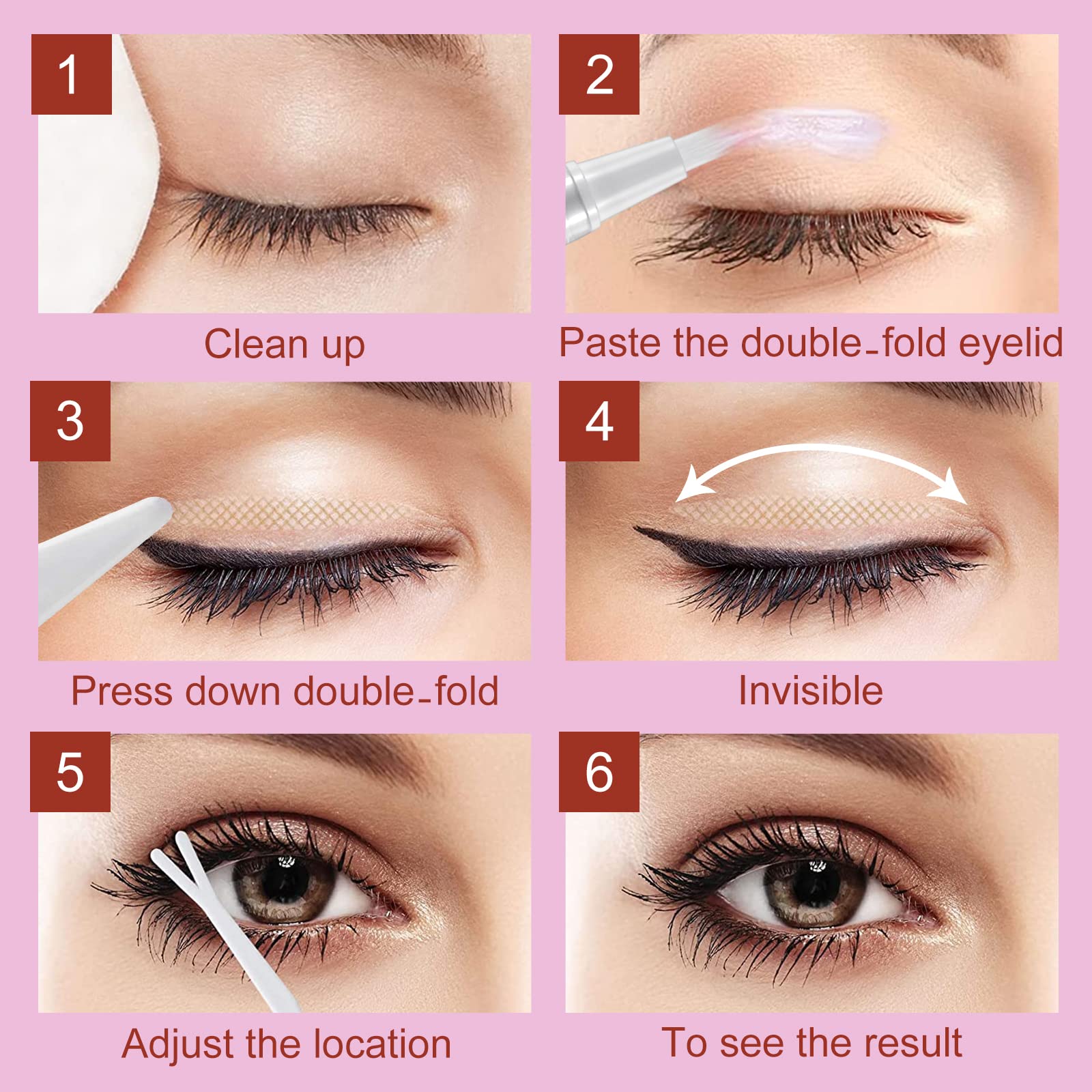 Eyelid Lifter Strips 480Pcs, Eyelid Tape, Design Double Eyelid Lifter Strips, Waterproof Invisible Eyelid Sticks with Styling Cream, Droopy Eyelid, Big Eye Tools, Fork Rods & Tweezers