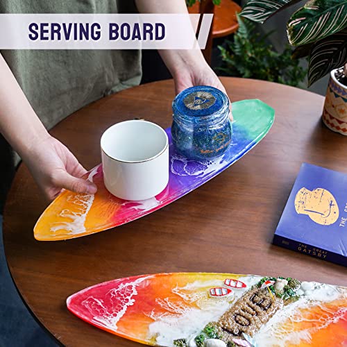 LET'S RESIN Surfboard Resin Tray Molds 15'' x 4'', 2Pcs Surf Board Silicone Molds for Resin,Large Resin Epoxy Molds Silicone for DIY Resin Ocean Waves Art, Wall Decor,Serving Board,Serving Tray