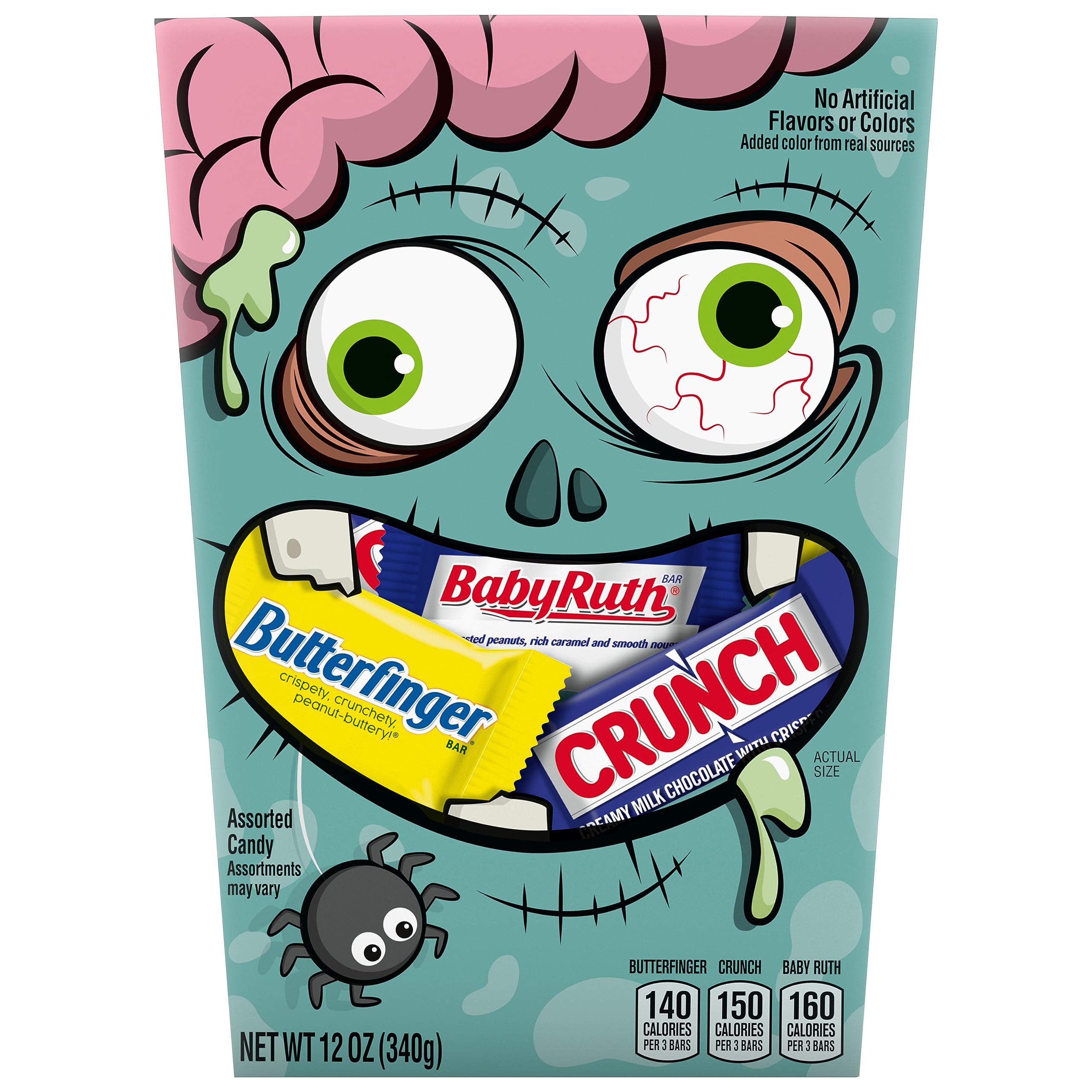 Butterfinger, CRUNCH and Baby Ruth, Zombie Box, Candy Variety Pack, Assorted Mini Size Individually Wrapped Bars, Halloween Candy, 12 Oz. (Pack of 1)