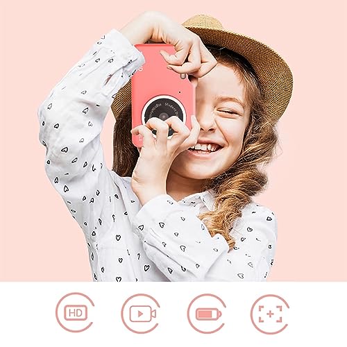 Compact Cute Dual Lens Digital Camera 2.5K HD Selfie Camera with 8 Times Zoom, Automatic Light Sensitivity, Perfect for Students (Pink)