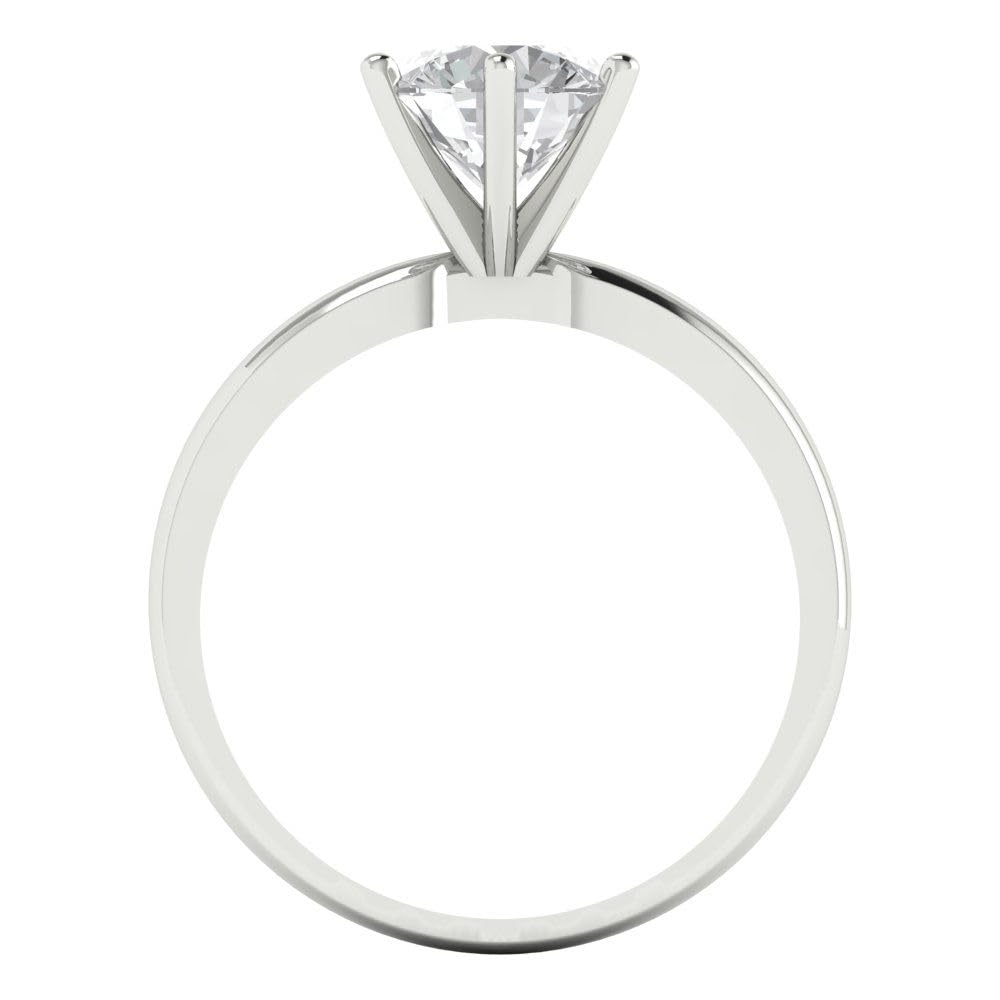 Clara Pucci 1.50 ct Round Cut Solitaire Genuine Moissanite Wedding Bridal Designer Anniversary Engagement Ring in 14k White Gold for Women