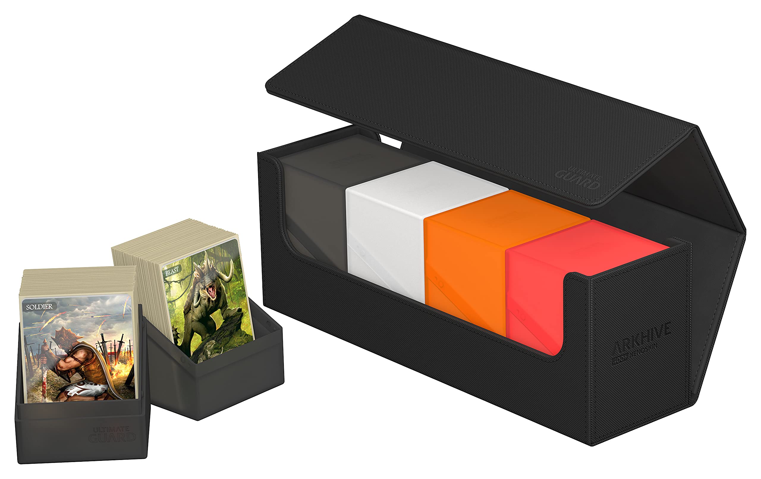 Ultimate Guard Arkhive 400+, Deck Case for 400 Double-Sleeved TCG Cards, Black, Compatible with Boulders, Magnetic Closure & Microfiber Inner Lining