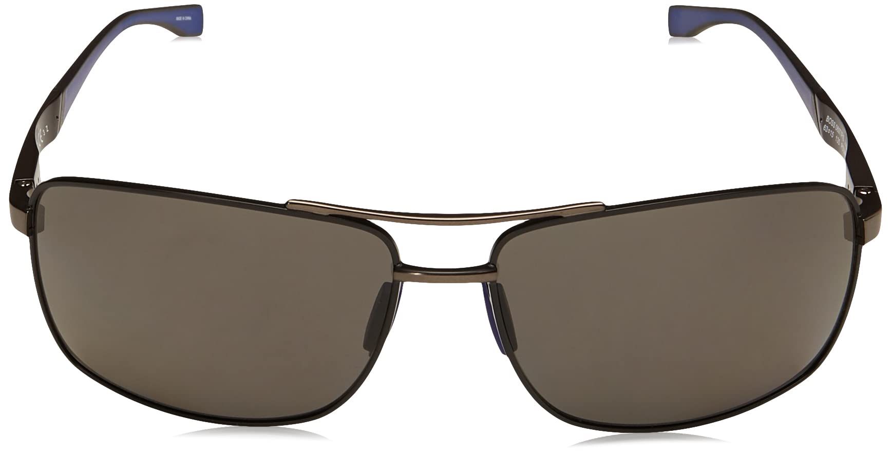 BOSS by Hugo Boss Men's 0697/P/S Rectangular Sunglasses, Black/Dark Ruthenium/Copper Sp, 63 mm