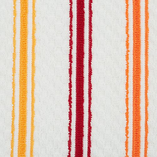 Cotton Stripe Terry Dish Towels, 15x25 Set of 12, Absorbent Durable Drying Cleaning Kitchen Towels-Red/Orange Stripe