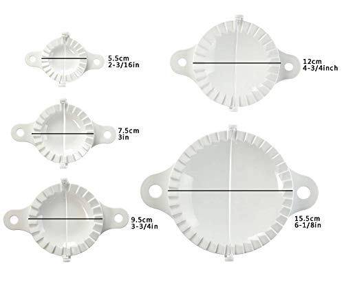 Dumpling Maker Dumpling Tools 5Packs with Different Sizes of Dumpling Mold, Perfect for Making Hand pies, Dumplings, Ravioli, Calzones, Dough Press 5.5/7.5/9.5/12/15.5cm