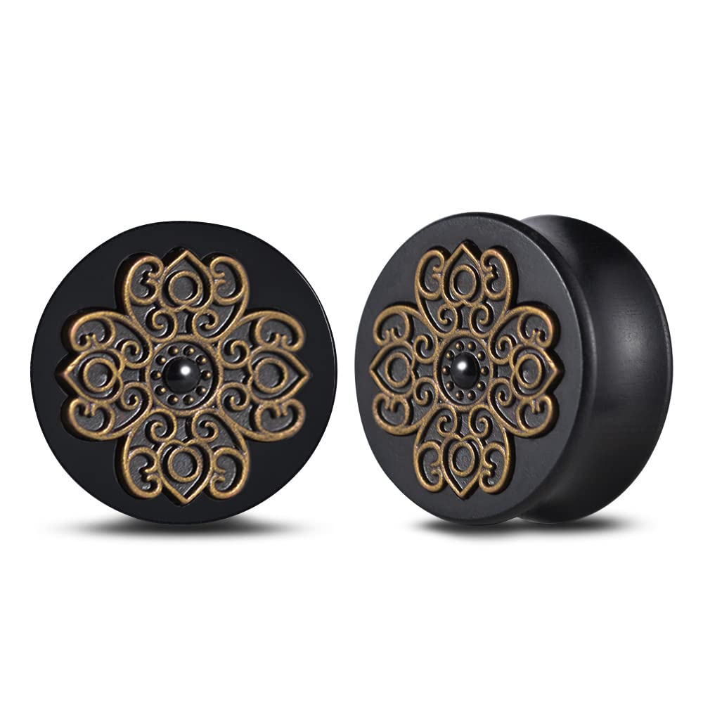 COOEAR Saddle Flared Plugs and Tunnels Piercing Gauges Wood Metal Matched Earrings Stretchers.