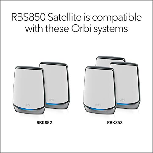 NETGEAR Orbi Whole Home Tri-band Mesh WiFi 6 Add-on Satellite (RBS850) β Works with Your Orbi WiFi 6 System Adds up to 2,500 sq. ft. Coverage AX6000 (Up to 6Gbps)