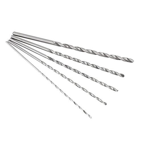 Extra Long High-Speed Steel Drill Bit Sets, Heat Resistant Straight Shank Twist Drill Bit Tool, Long Length Drill Bits Kits, Five Sizes, for Wood Plastic and Aluminum, 5Pcs 2-5mm