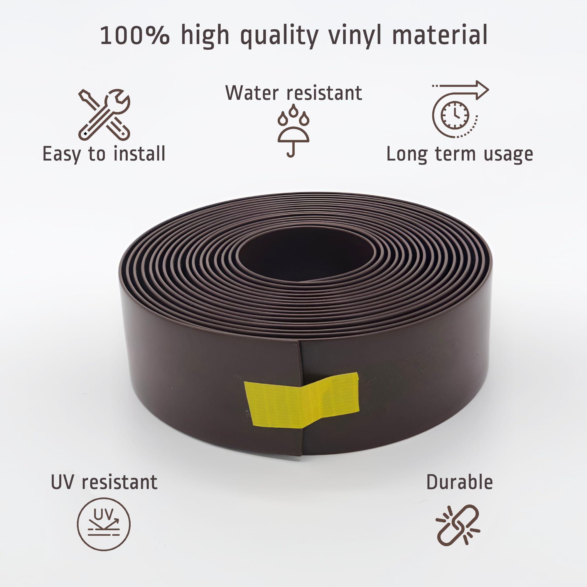 KOMORAX 50ft Long 2" Wide Vinyl Chair Strapping. Repair & Replacement Matte Finish. for Patio Outdoor Lawn Garden Durable Attractive (Brown)