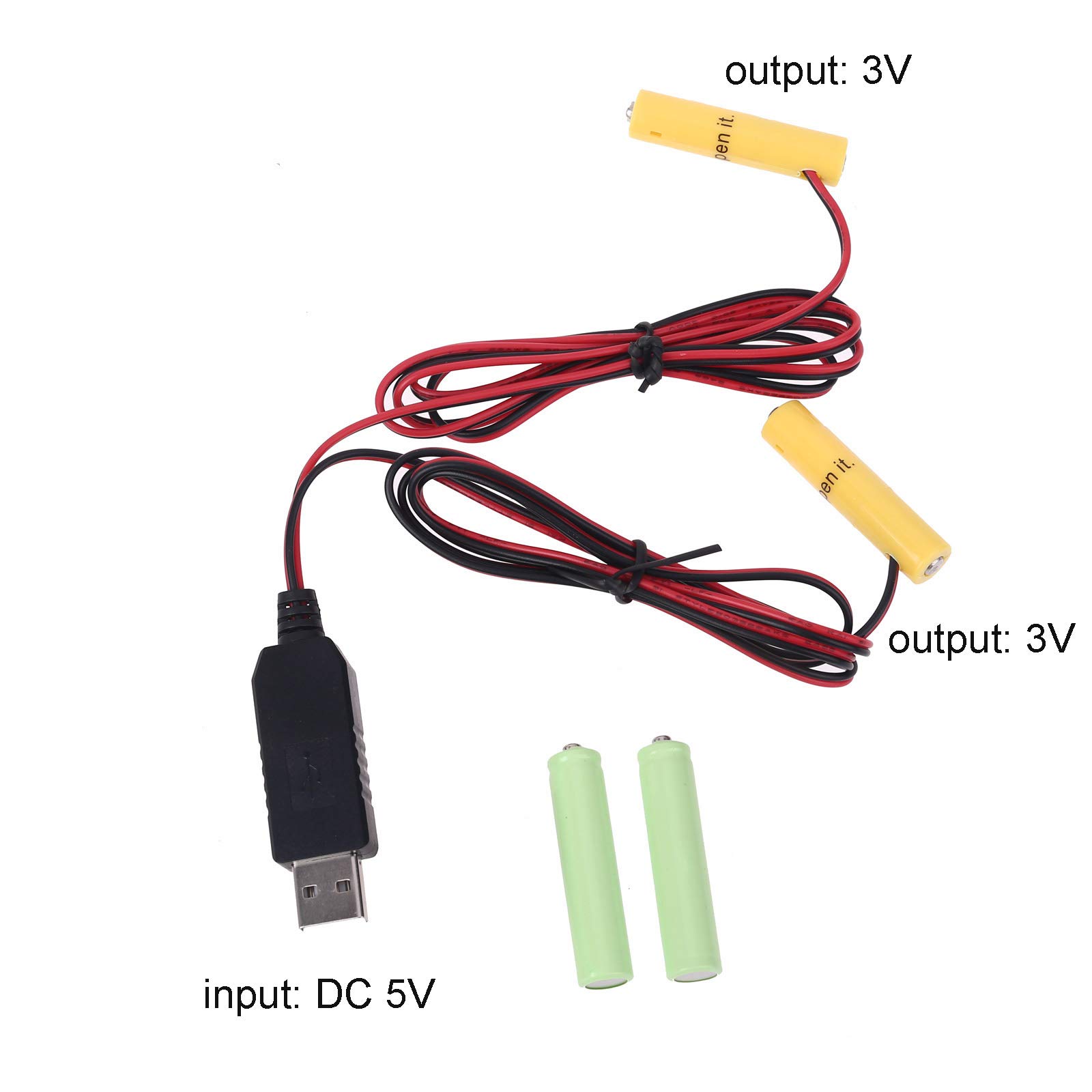 Diarypiece Dual LR6 LR03 2 In1 USB To 3V BatterIES Eliminators, 2pcs 1.5V AA AAA Batteries for Electric Fan Holiday Lights