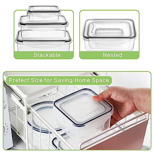 HOMBERKING 32 Pieces Food Storage Containers Set with Snap Lids (16 Lids + 16 Containers), Meal Prep Airtight Plastic Containers, BPA-Free Lunch Containers for Kitchen Organization, Pantry, Home, Black