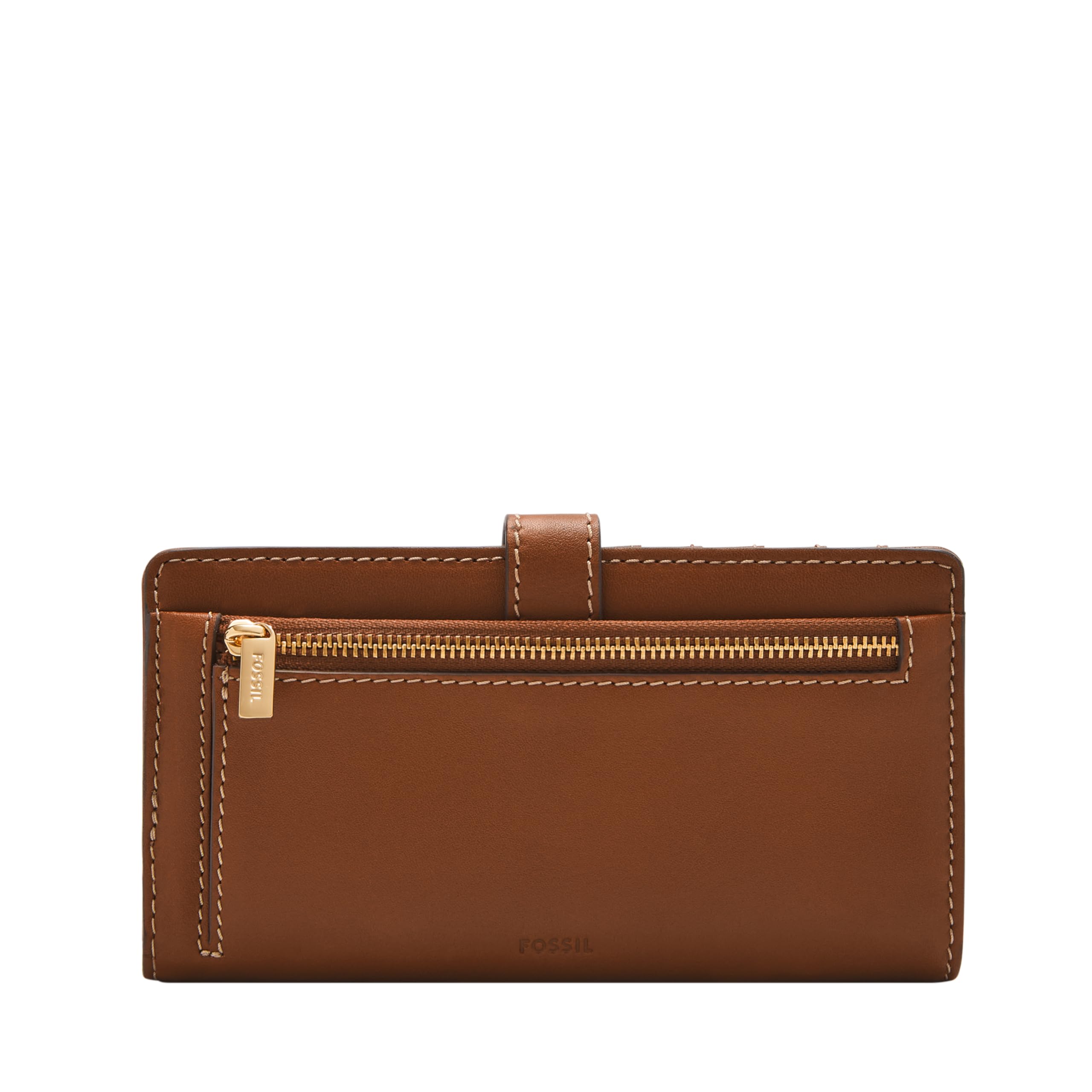 Fossil Women's Lennox Leather Tab Clutch Wallet, Medium Brown (Model: SL10036200)