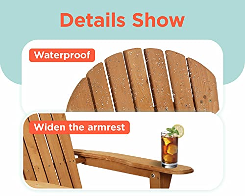 FDW Lawn Outdoor Wood Chairs Save Space and Movable and Weather Resistant, 2 Pieces, Natural