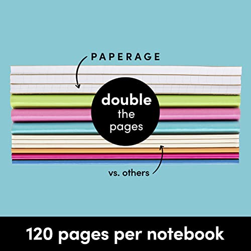 PAPERAGE 6-Pack Composition Notebook Journals, 120 Pages, Kraft Cover with Rainbow Spines, College Ruled Lined Paper, Small Size (8 in x 5.75 in) β for School, Office, or at-Home Use