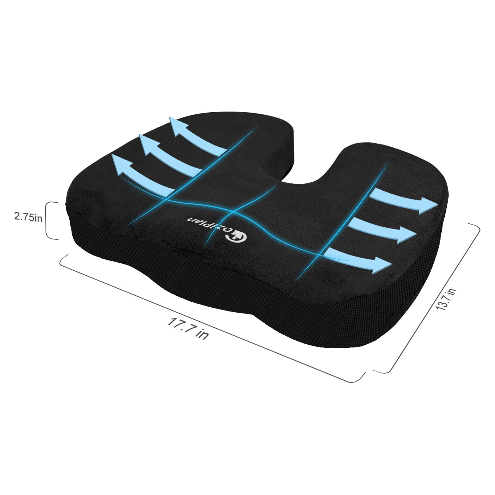 CoziPlan Memory Foam Seat Cushion for Pressure Relief, Coccyx Seat Cushion for Office Chair, Desk Chair, Computer Chair, and Car