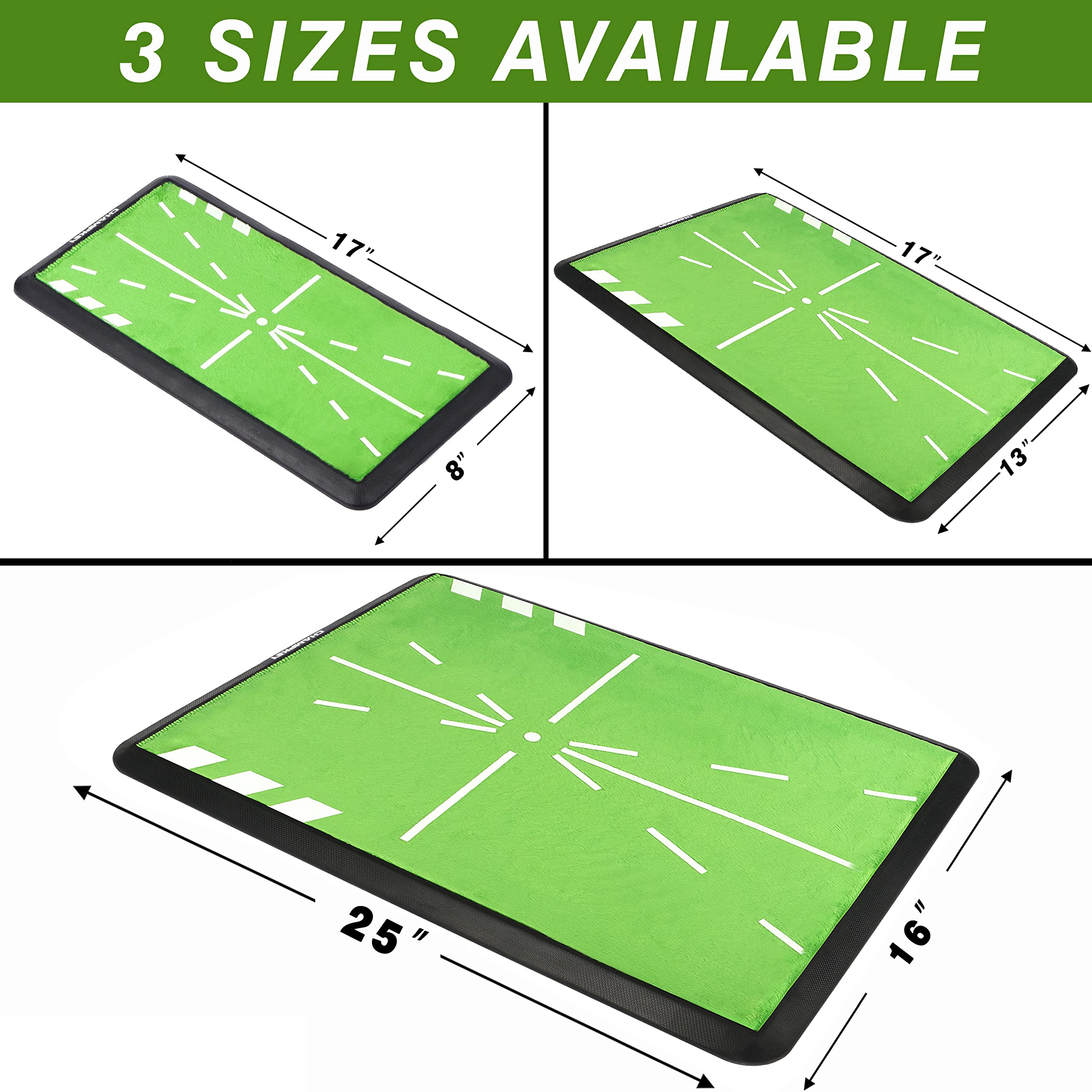 CHAMPKEY Premium Impact Golf Mat 1.0 Edition | Path Feedback Golf Practice Mat | Advanced Guides and Rubber Backing Golf Hitting Mat(13" x 17")