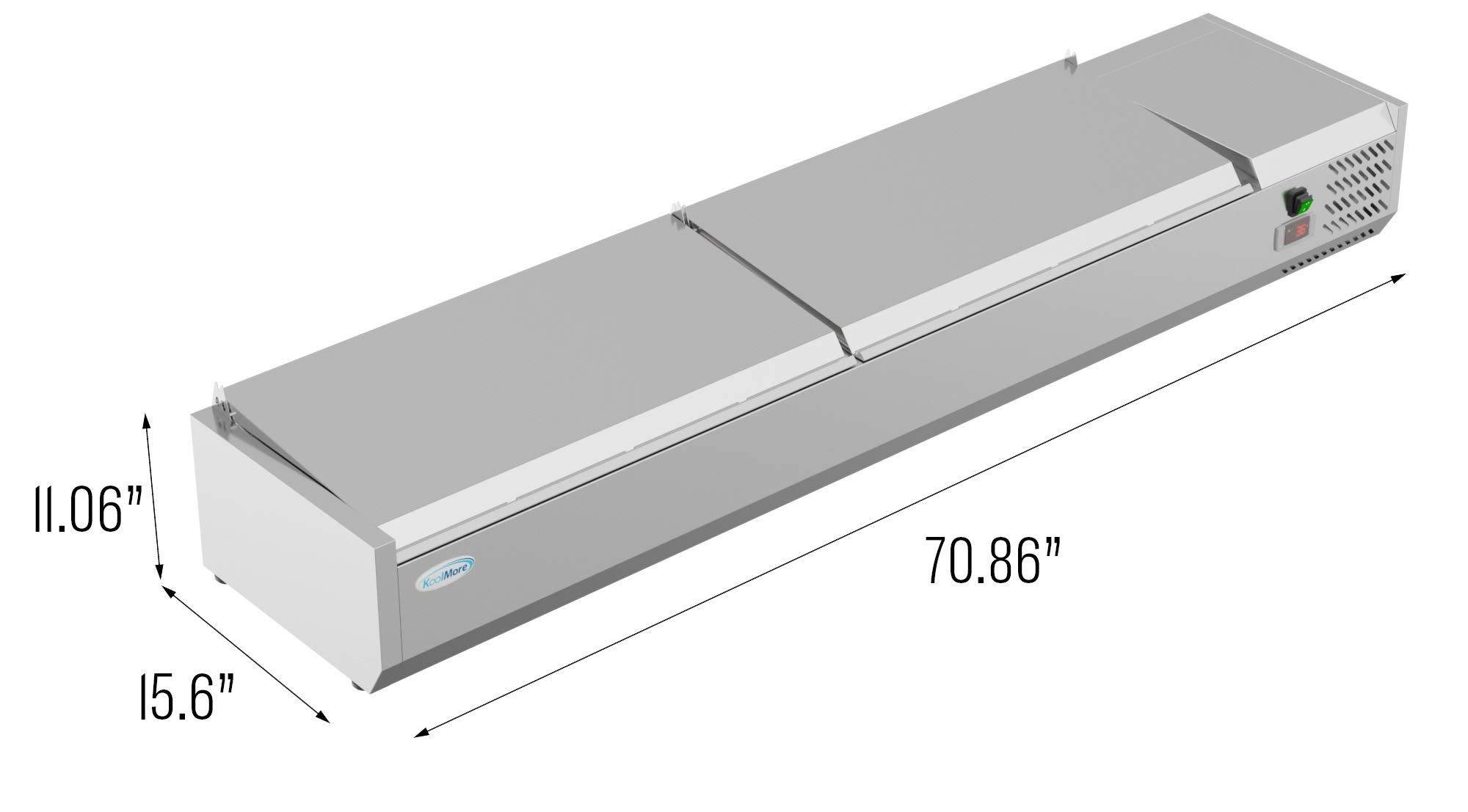 KoolMore SCDC-8P-SSL Commercial-Refrigerator, 71 Inch, Silver