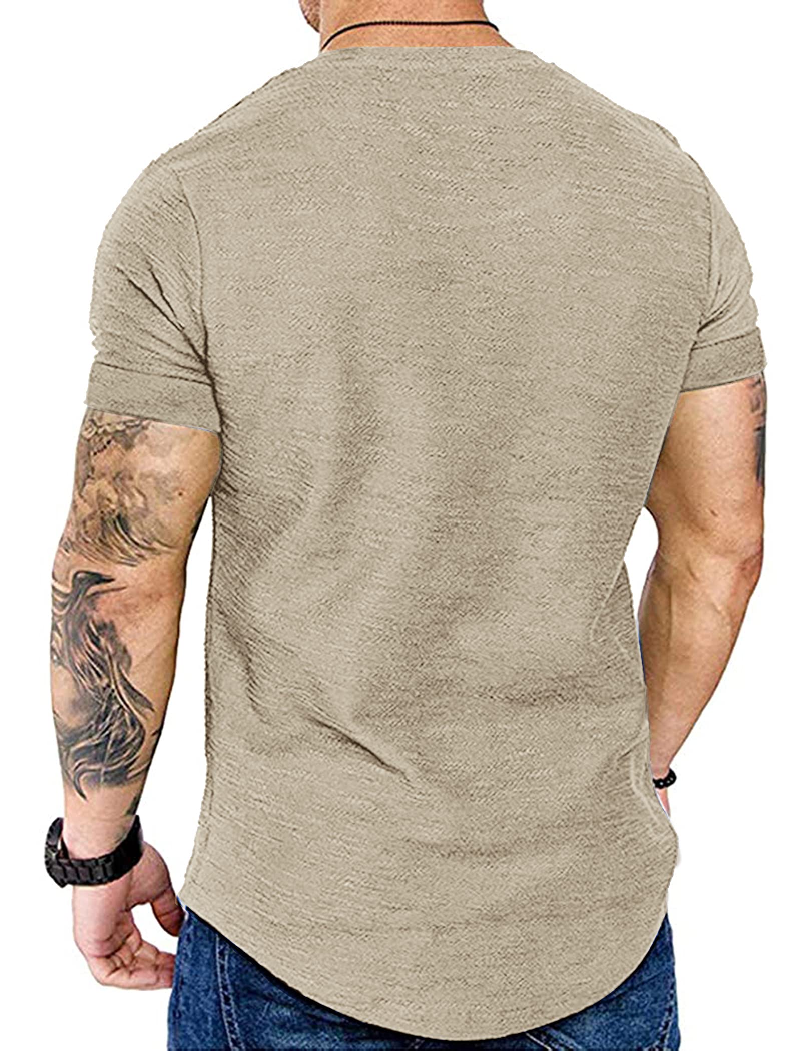 COOFANDY Men's 2 Pack Muscle Active T-Shirt Gym Bodybuilding Tee Top Shirts Black/Khaki