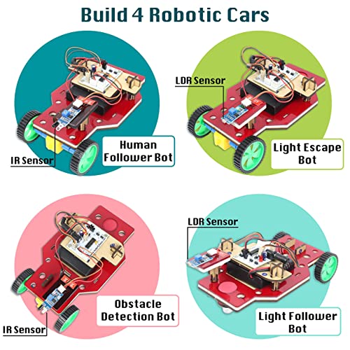 ButterflyEdufields STEM Robotics Projects Kit 10in1 Robots with Sensors for Ages 8-12 Electronics Engineering Kit with Circuit Board for Kids | Homeschooling | 50+ Parts