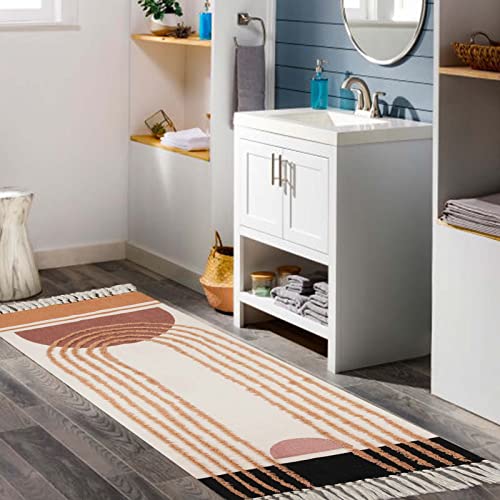 LEEVAN Hallway Runner Rug 2'x6' Washable Entryway Rug, Throw Rugs for Living Room Boho Runner Rug Woven Bedroom Rug Cotton Bathroom Rugs Farmhouse Long Carpet for Sink Foyer