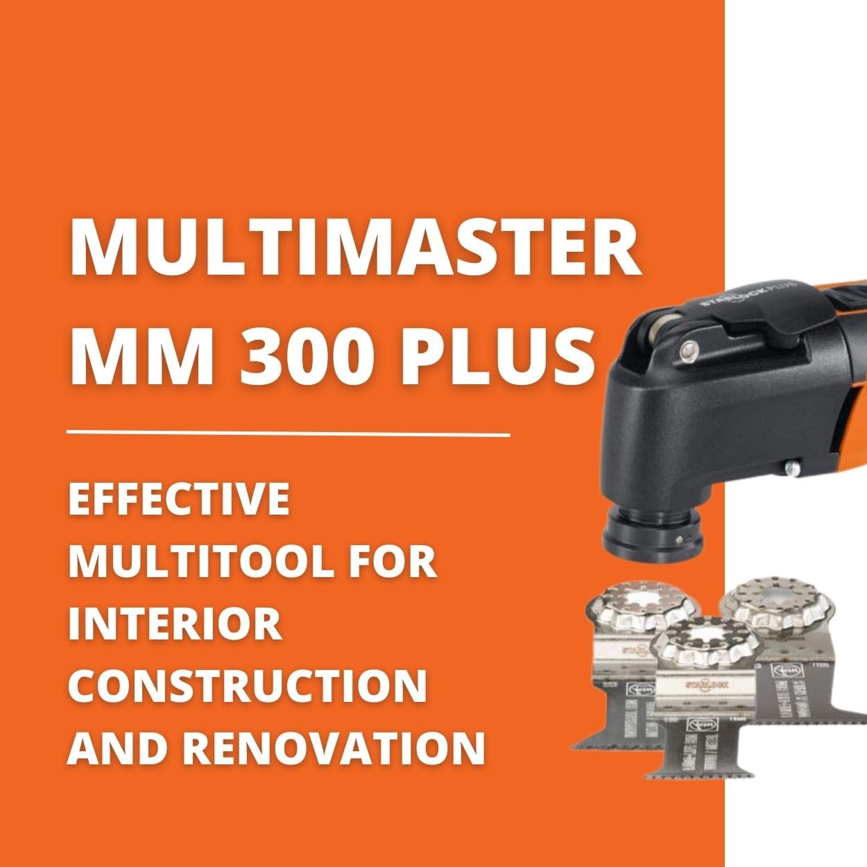 Fein MultiMaster MM 300 Plus Start Oscillating MultiTool Set with QuickIn System - StarLockPlus Mount, 250 W, 11,000-20,000 OPM - 72297261090