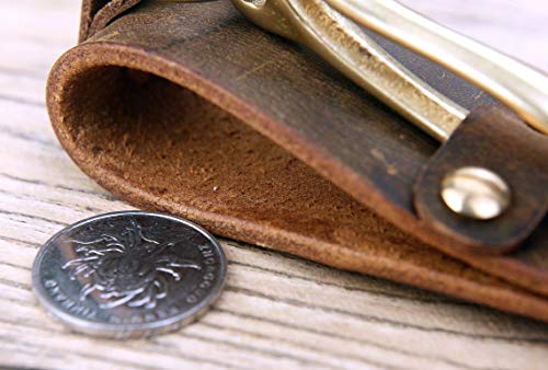 Heavy duty full grain leather belt key clip, retro distressed leather belt key holder - BA05KC