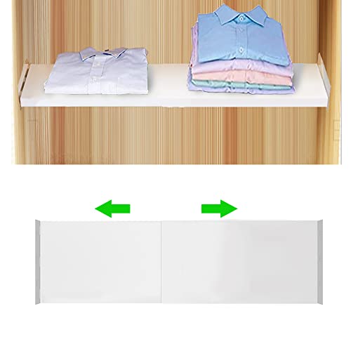 LOCVCDA Adjustable Closet Shelf Organizer, Heavy-Duty Metal Tension Shelf, Expandable Locker Shelf for Cabinet Wardrobe Cupboard Kitchen Bathroom Laundry Room (Large - 1Pack)