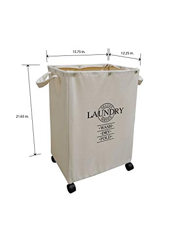 Heavy Duty Set of 2 Laundry Hampers on Wheels - for Bedroom, Bathroom, Nursery, Dorm - Fabric Home Décor - By Designstyles
