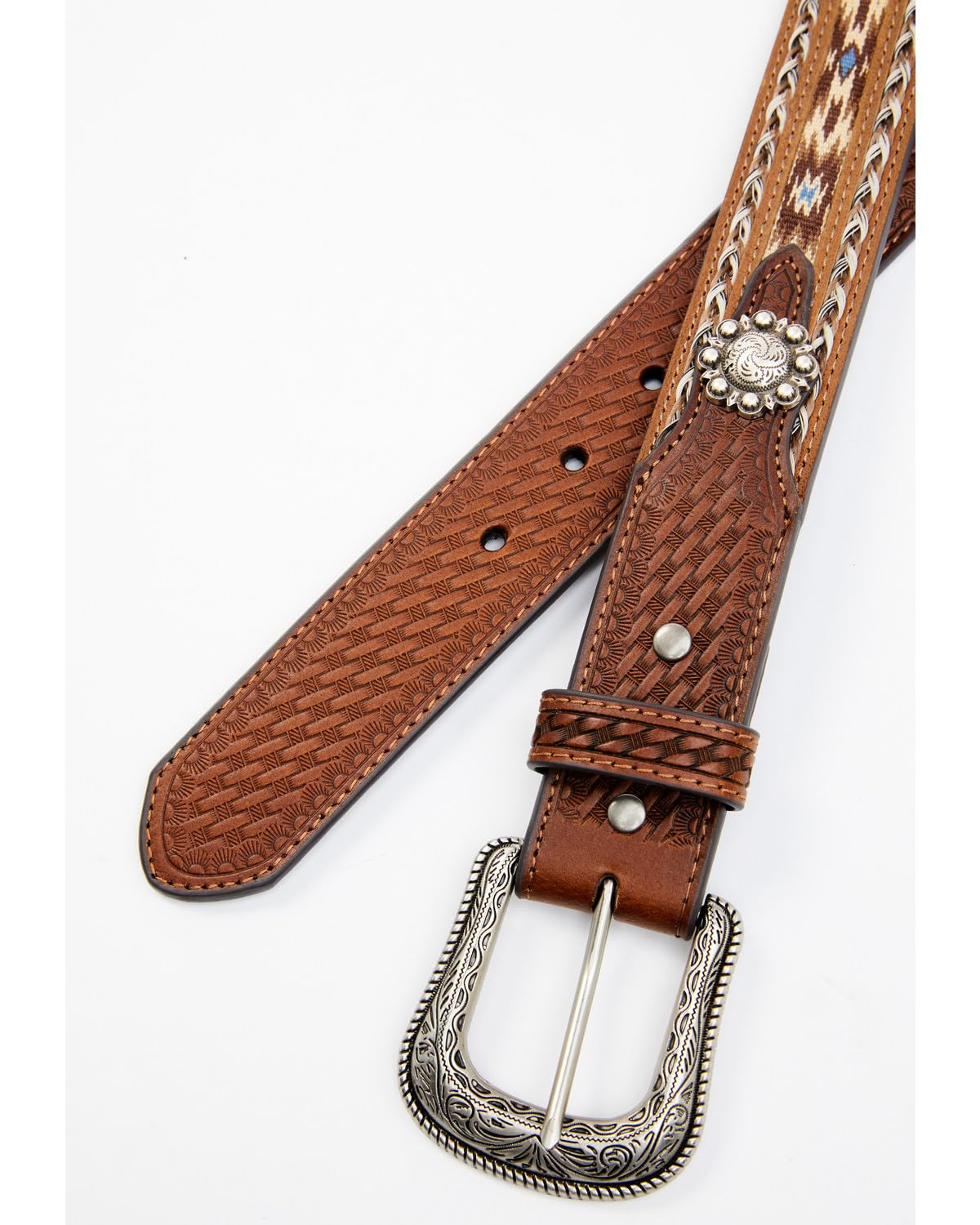Cody James Men's Southwestern Concho Ribbon Inlay Belt - CJASP22BT3 38