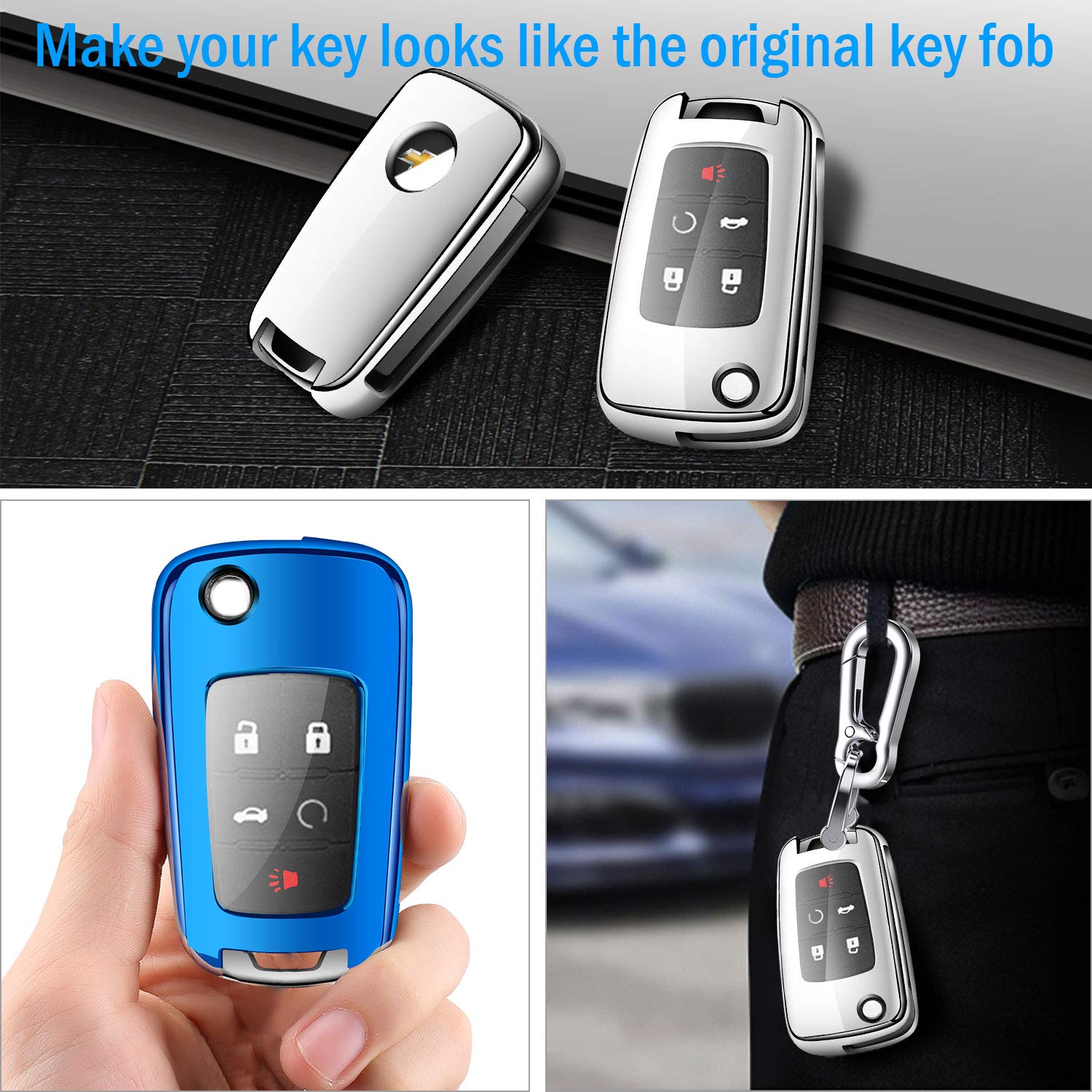 COMPONALL for Chevrolet Key Fob Cover, for Chevrolet Camaro Cruze Equinox