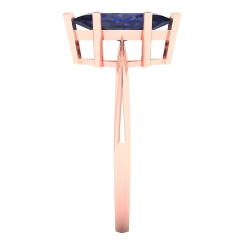 Clara Pucci 1.50 ct Marquise Cut Solitaire Simulated Blue Sapphire Engagement Bridal Promise Anniversary Ring 18K Rose Gold Size 8.75