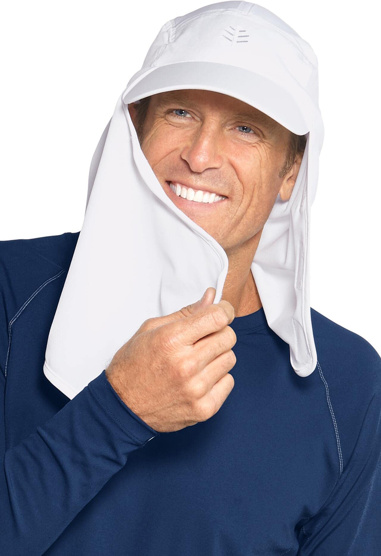Coolibar UPF 50+ Men's Women's Biondi Chlorine Resistant Ultra Sport Hat - Sun Protective (One Size- White)