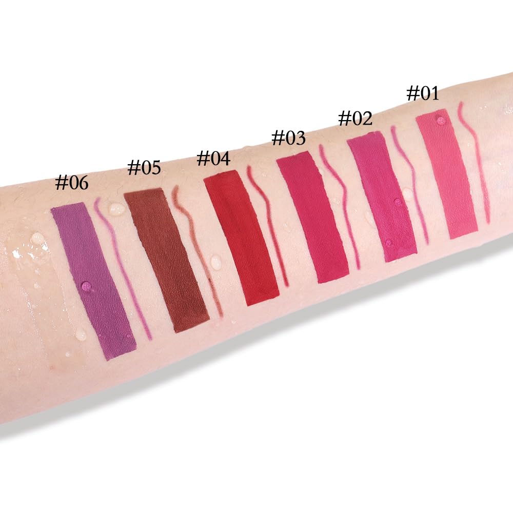 evpct 2Pcs Ruby Red Berry Matte Lip Liner and Lipstick Combo DNM Red Lip Gloss Stains Pencil Makeup Set Women Long Lasting 24 Hours Liquid Lipstick and Lip Liner Set labiales mate 24 horas originales