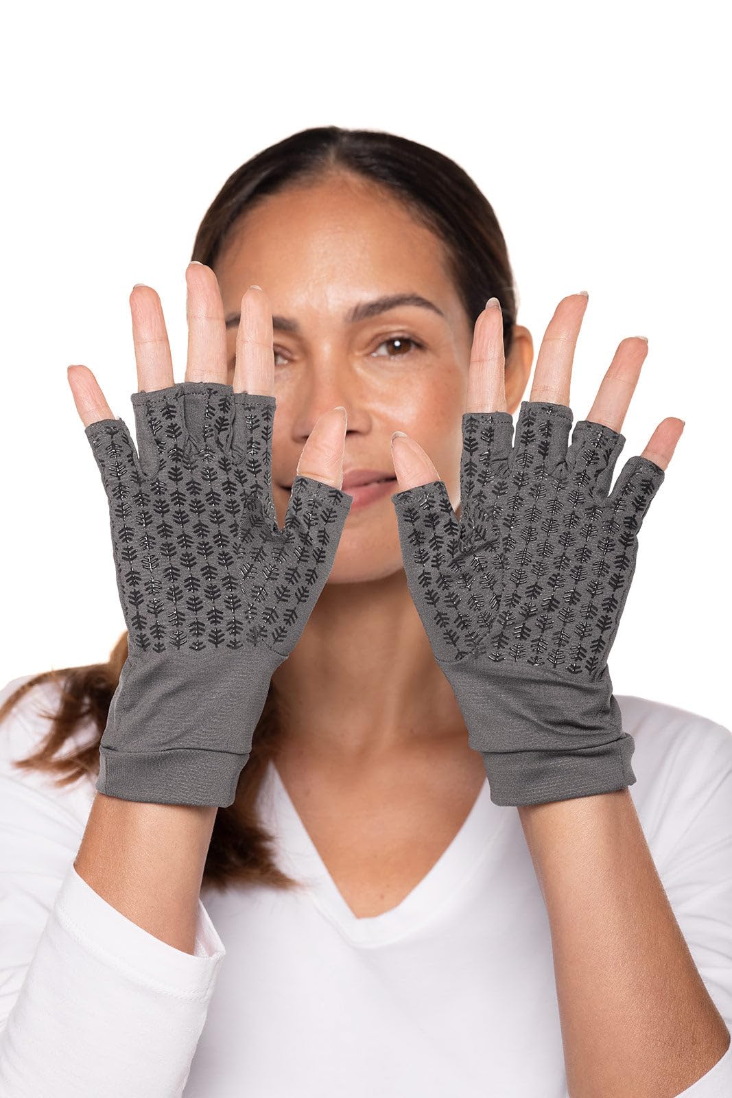 Coolibar UPF 50+ Men's Women's Ouray UV Fingerless Sun Gloves - Sun Protective (Small- Charcoal)