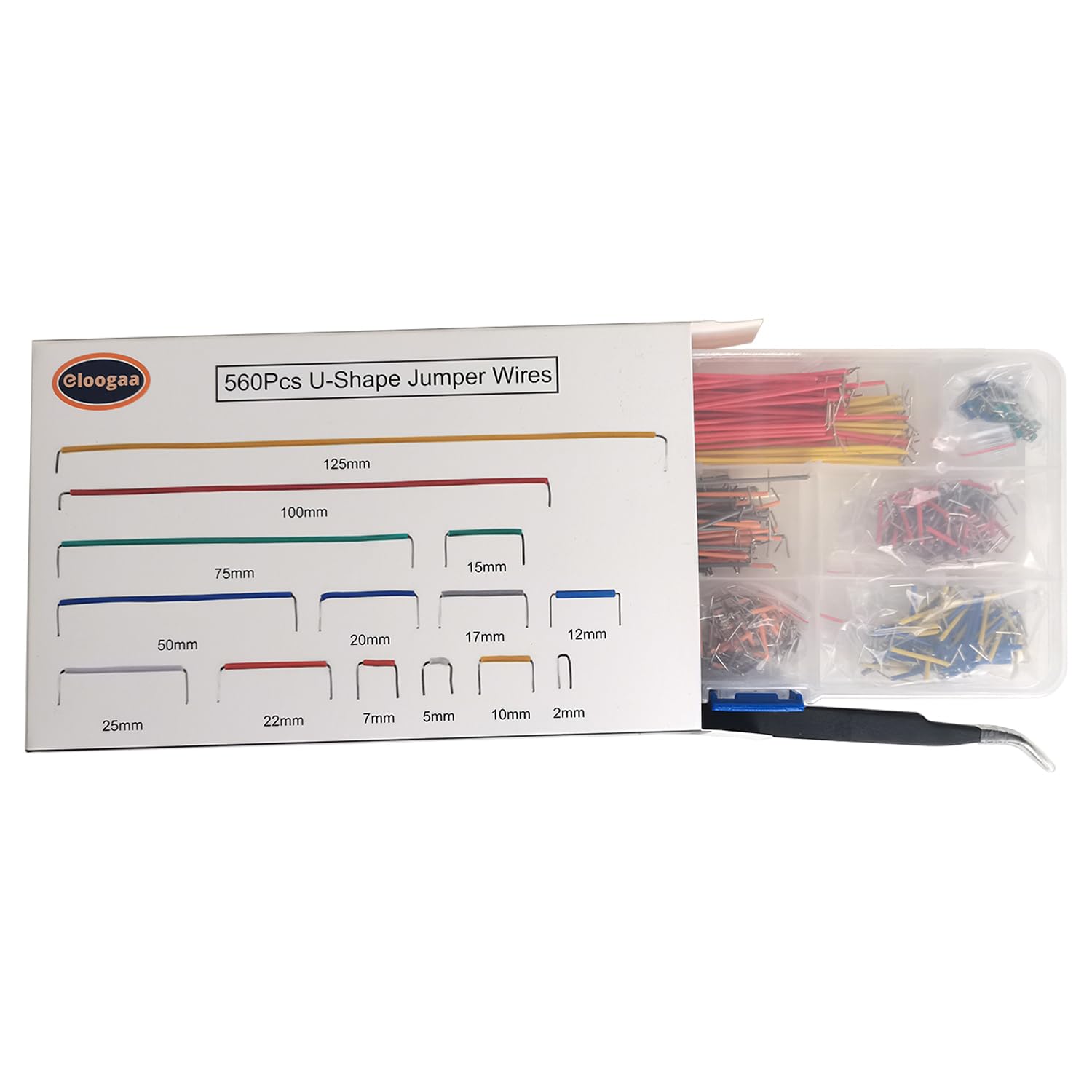 ELOOGAA 14 Vaules 560Pcs 2-125mm Solderless Flexible Breadboard Connecting Line Cables Breadboard Jumper Wires kit