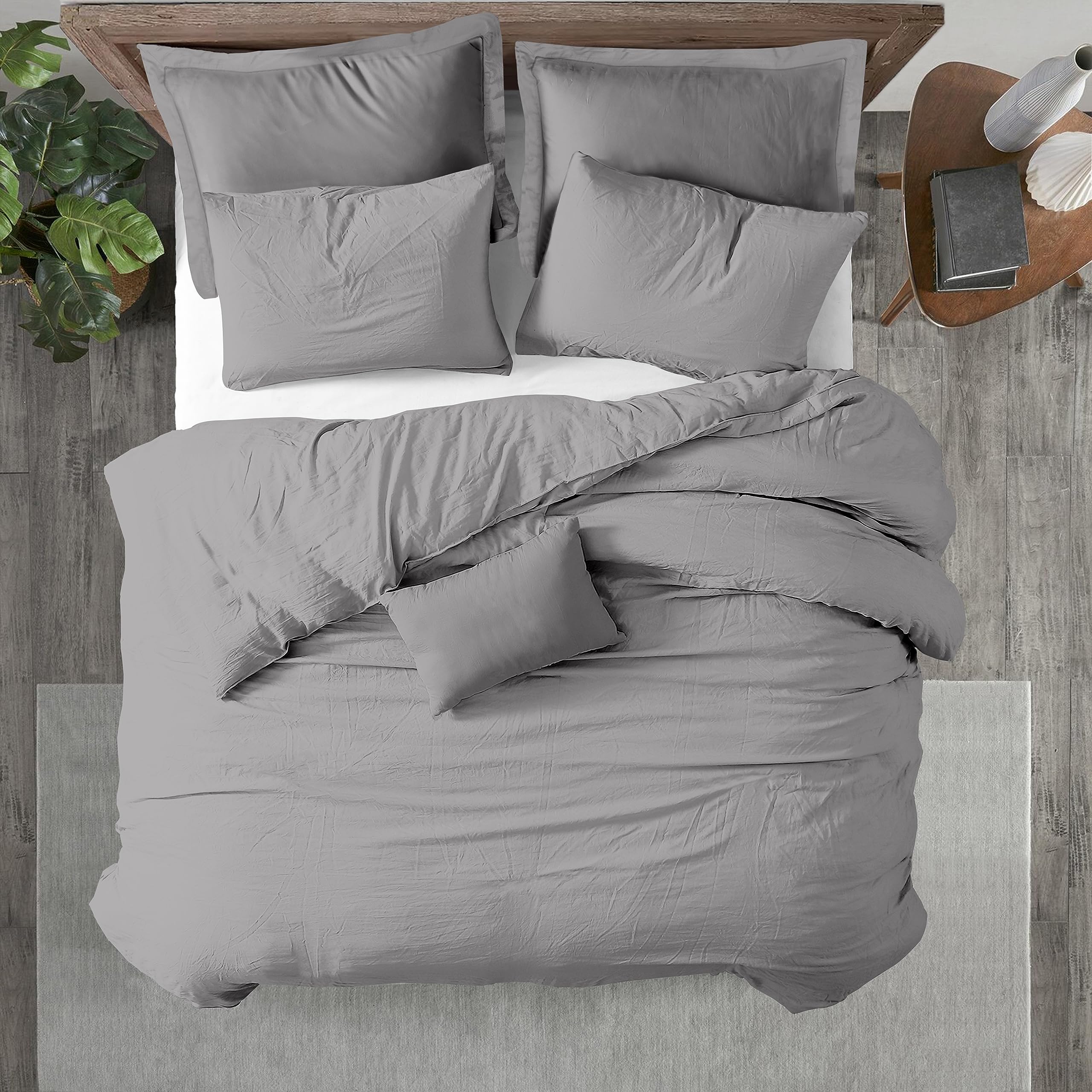 Kotton Culture Duvet Cover Full 3 Piece 100% Egyptian Cotton with Zipper Closure & Corner Ties Breathable All Season 600 Thread Count Soft Sateen Weave Comforter Cover (Queen/Full, Silver)