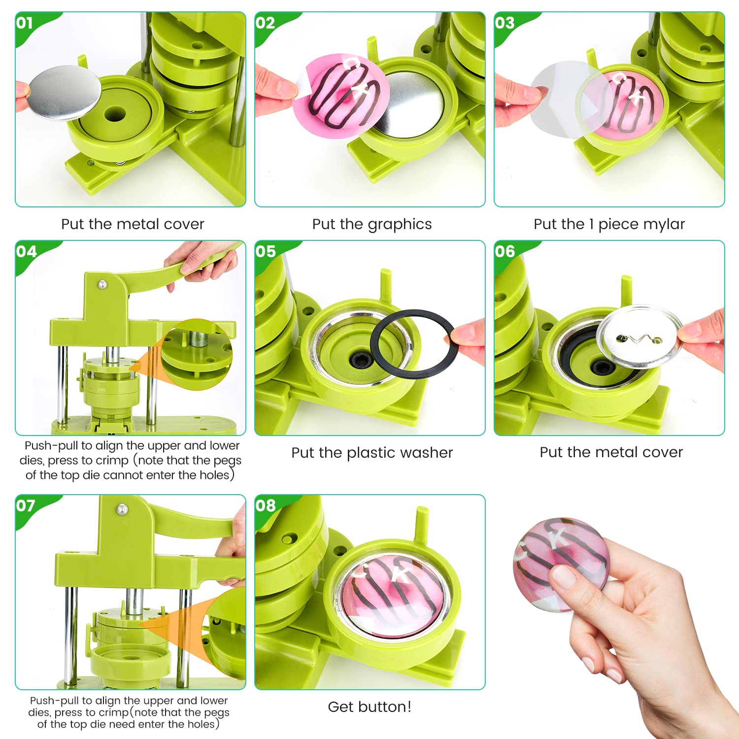 Button Maker Machine Multiple Sizes 400pcs, Pin Maker Button Press 1 inch Button Badge Making Supplies for DIY Personalized Metal Pinback Buttons