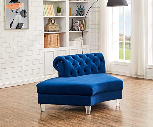 Legend Vansen Curved Modular Sofa Semi Circular Couch,Comfortable Velvet Upholstery,Living Room, Apartment, Bedroom Sectional, 138.6'', Blue