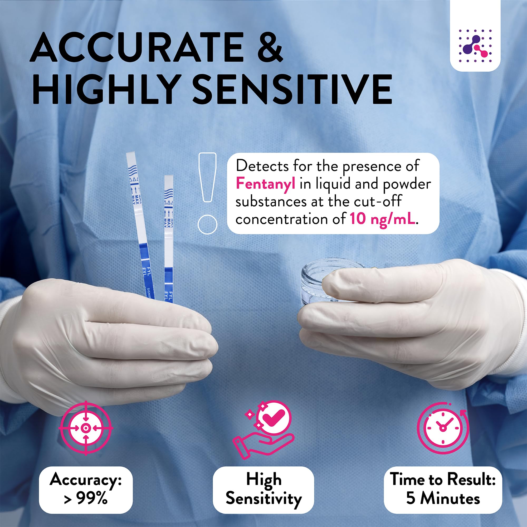 Fentanyl Test Strips 5 Pack | Signify Analytics Highly Sensitive Fentanyl Test Strips for Testing Drugs | Fentanyl Testing Strips for Pills, Powders, and Liquids | 20ng/mL Cutoff