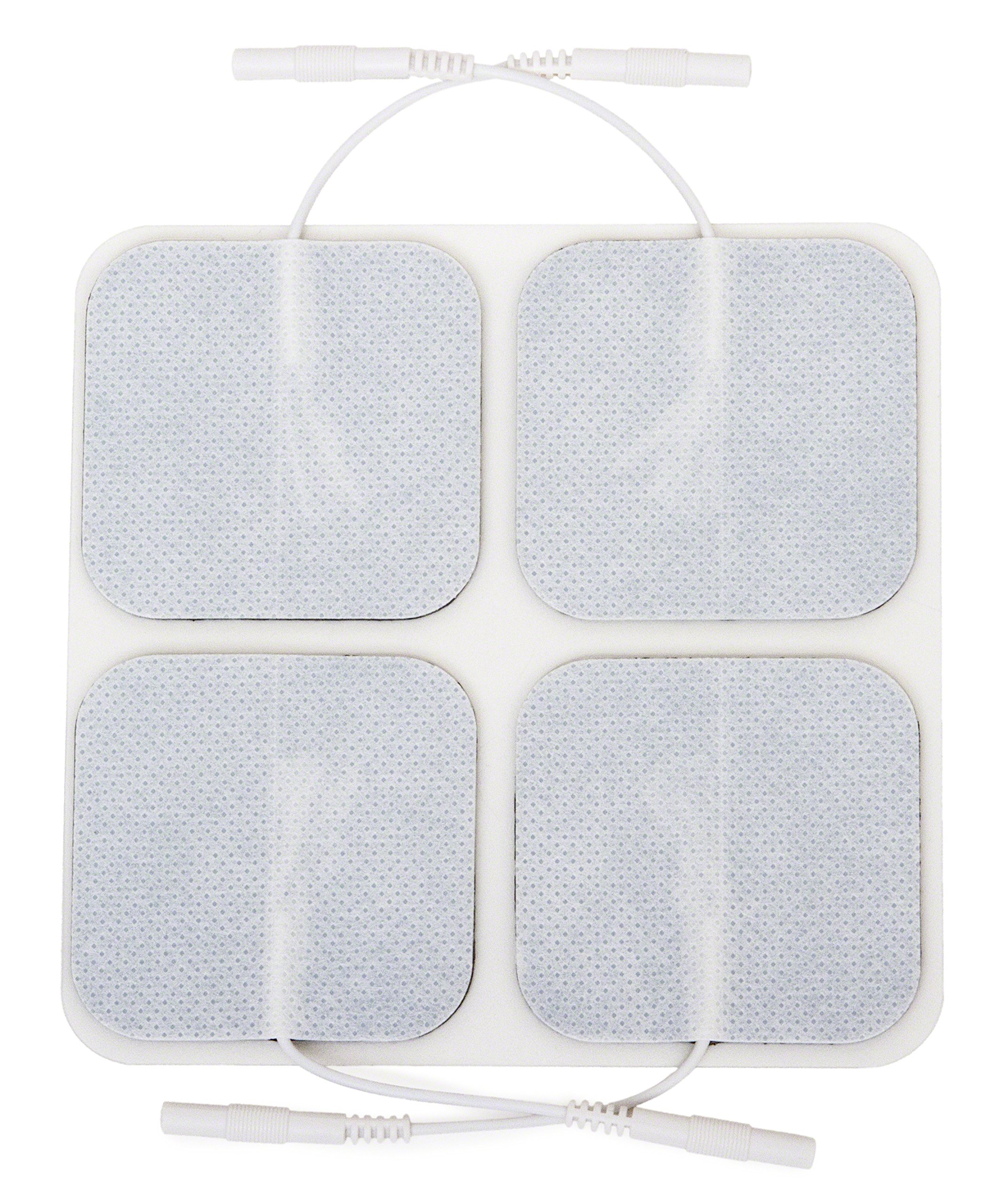 reserv 2" x 2" Premium Re-Usable Self Adhesive Electrode Pads for TENS/EMS Unit, Fabric Backed Pads with Premium Gel (White Cloth and Latex Free) (4 Pack (160 electrodes))