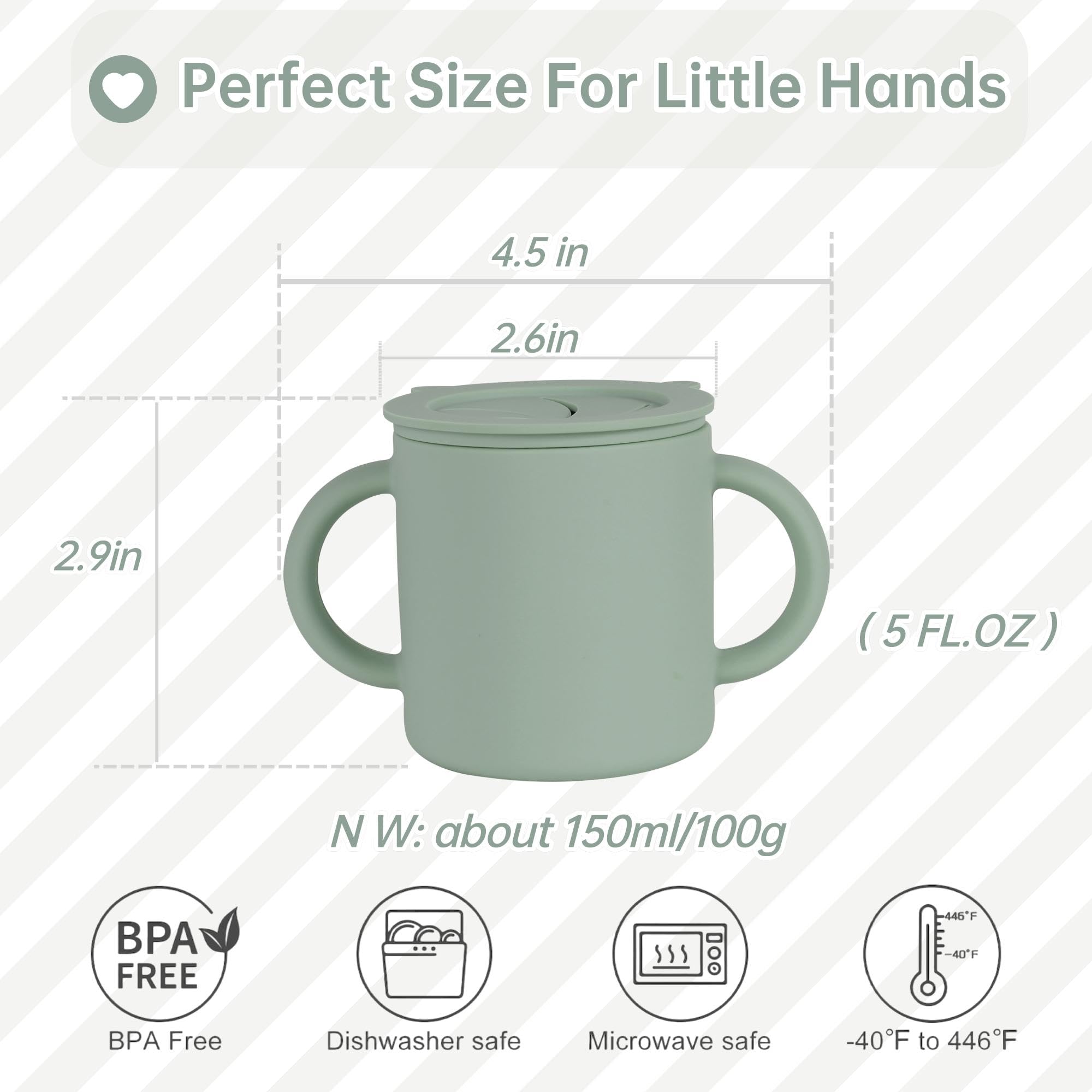 Chicrinum 2-in-1 Silicone Sippy Cup with Straw & Snack Cup Lid, Food-Grade Silicone Baby Straw Cup, Spill Proof Toddler Straw Cup for 6 Month+, Dishwasher Safe