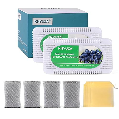 Refrigerator Deodorizer (10-Piece Set Includes Refills) - Fridge odor absorber, Activated Charcoal for Refrigerator deodorizer odor eliminator
