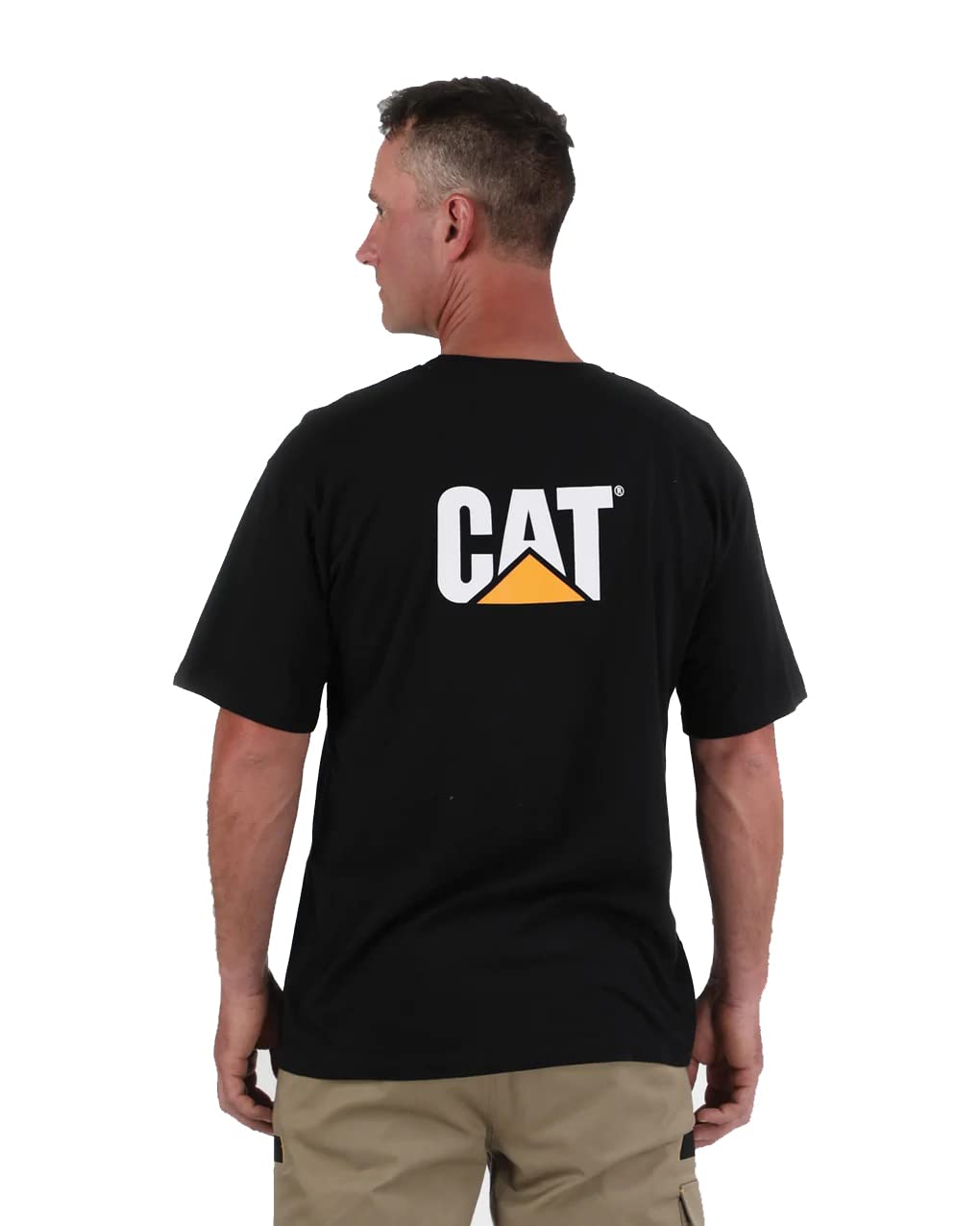 Caterpillar Men's Trademark T-Shirts with Shape-Retention Rib Trim Spandex, Tagless Neck, and CAT Logo on Left Chest, Eclipse Charcoal, X-Large