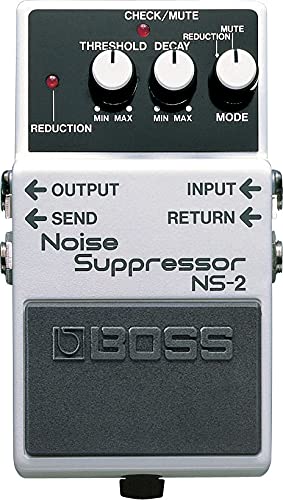 Boss NS-2 Noise Suppressor Bundle with Power Adapter, 10ft Instrument Cable, 6in Patch Cable, and Picks