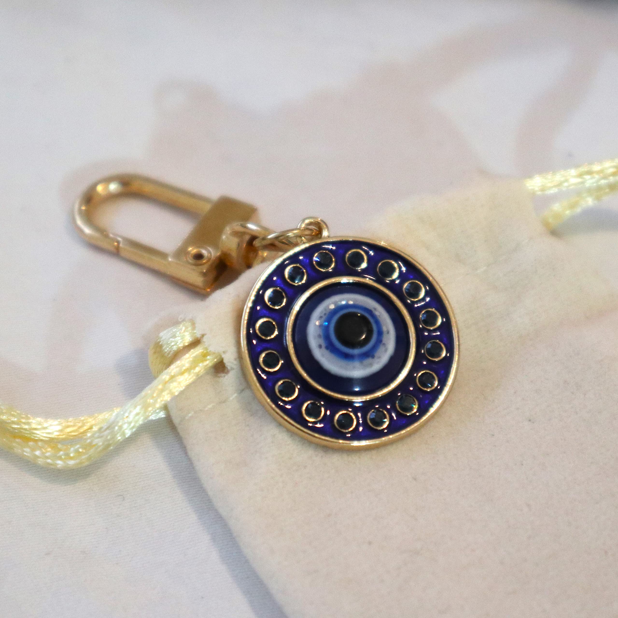 Cute Jewelry Evil Eye Keychain Good Luck Key Chain for Women Charms for Car Keys Holder (Blue)