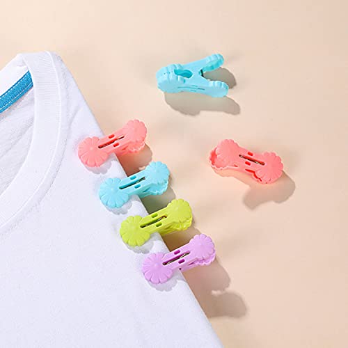 HSCGIN 24pcs Flower Shape Clothes Clips 60x15mm Windproof Photo Paper Pegs Craft Clips for Cloth Drying Hanging Clothespins