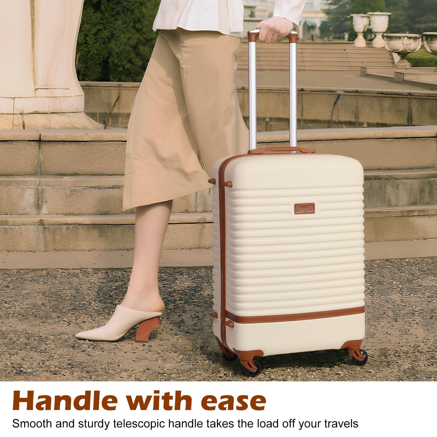 Coolife Suitcase Set 3 Piece Luggage Set Carry On Travel Luggage TSA Lock Spinner Wheels Hardshell Lightweight Luggage Set(White, 3 piece set (DB/TB/20))