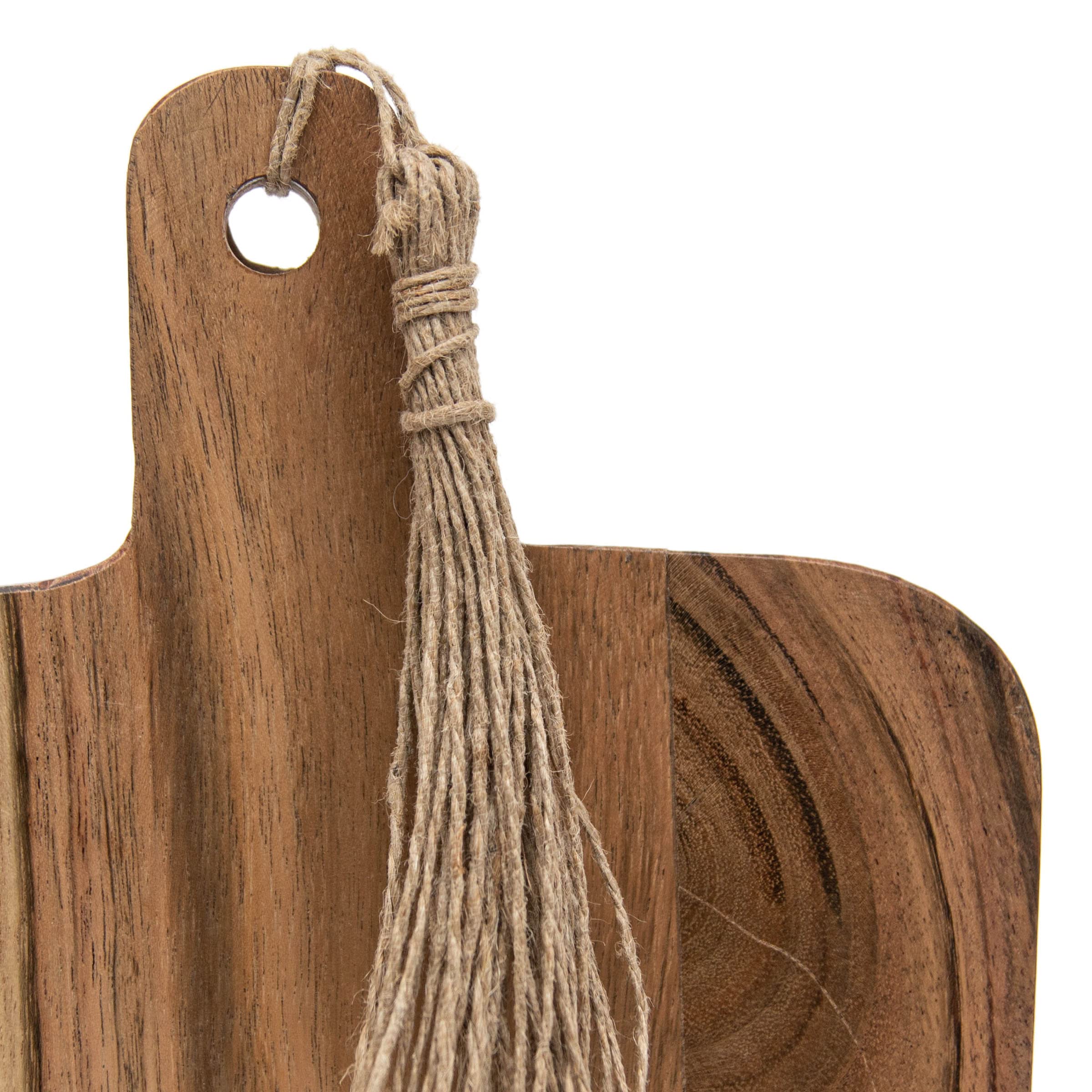 Foreside Home & Garden Small Black Wood, Marble & Jute Cutting Board