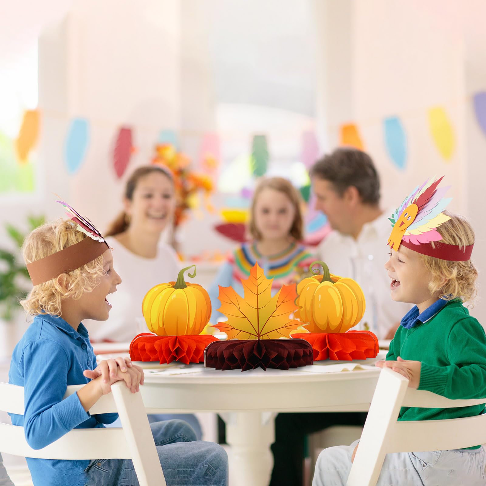 Faccito 9 Pcs Fall Honeycomb Centerpieces Fall Thanksgiving Party Decorations Paper Fall Pumpkin Maple Leaf Table Centerpieces for Autumn Thanksgiving Harvest Party Favors Home Table Decor